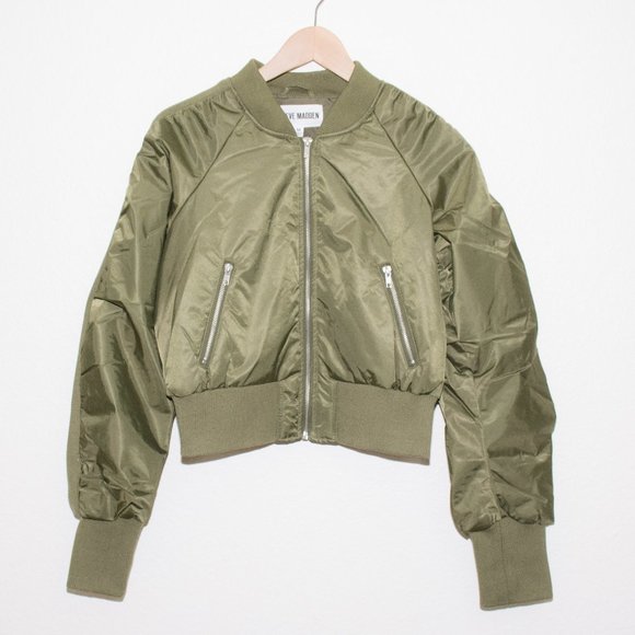 Steve Madden | Jackets & Coats | Steve Madden Eva Olive Green Satin ...